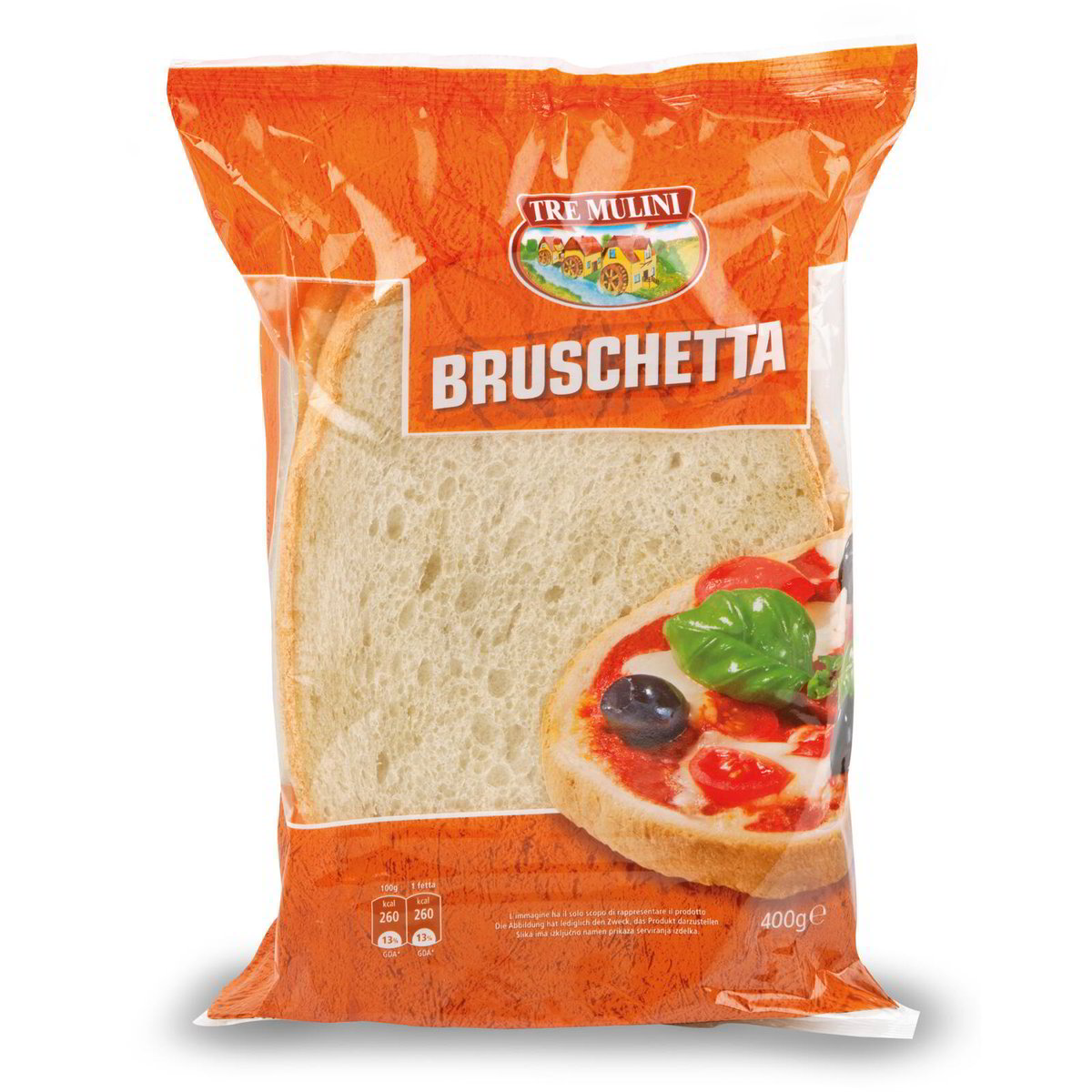 Pane da bruschetta con olio d'oliva TRE MULINI 400g in dettaglio ...