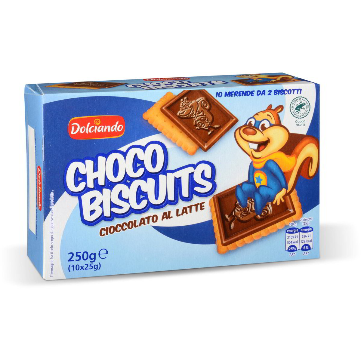 Biscotti snack con tavoletta di cioccolato al latte DOLCIANDO 250g (10 ...