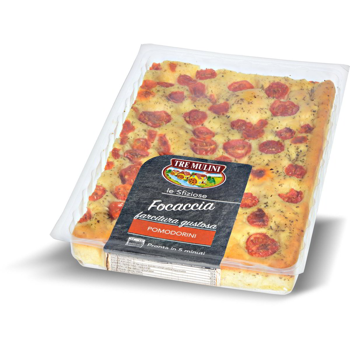 Focaccia fresca farcitura gustosa con pomodorini tre mulini | Eurospin ...