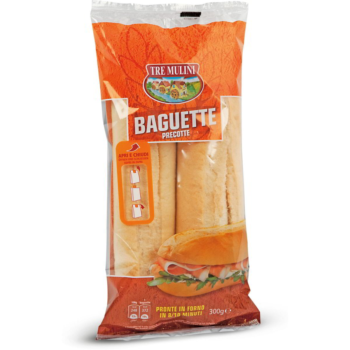 Pane baguette precotta 2 pezzi tre mulini | Eurospin Spesa Online