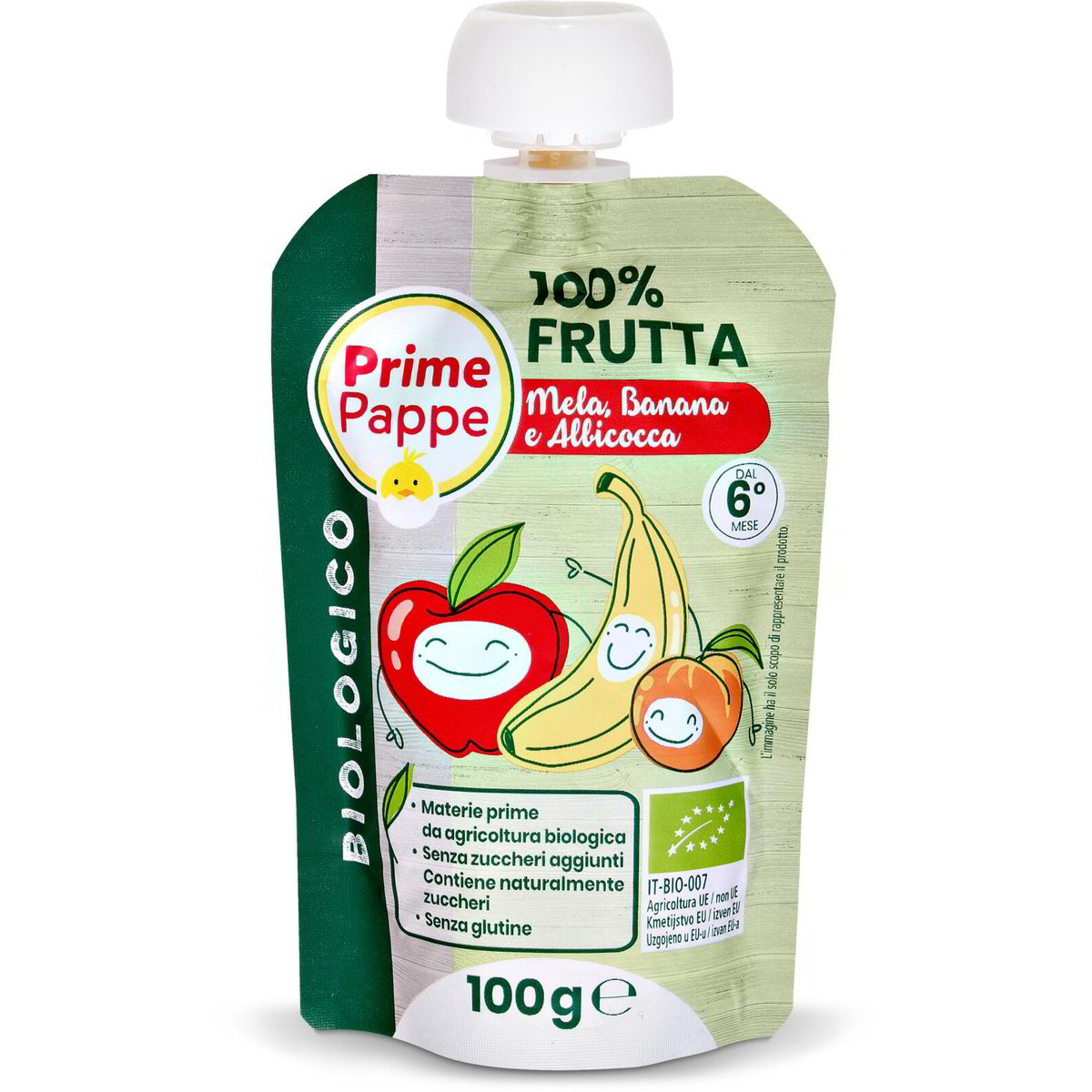 Purea di frutta mela, banana e albicocca Bio prime pappe | Eurospin ...